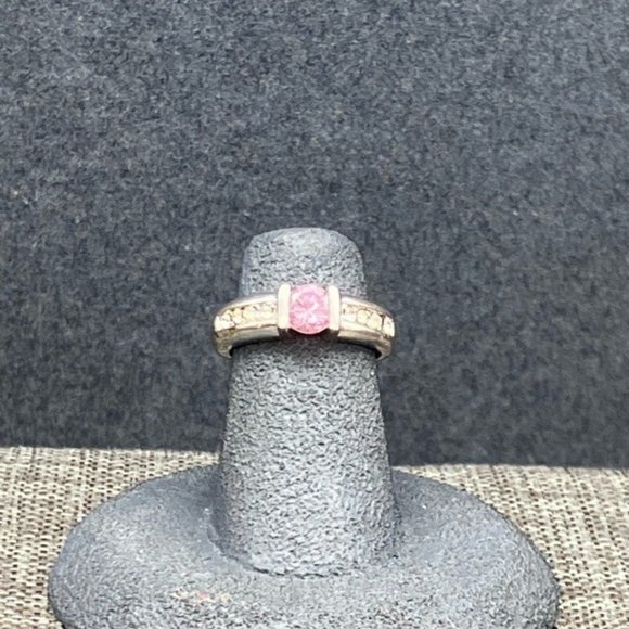 Vintage | Jewelry | Pink Rhinestone Ring Barbie Size 4 As Is Silver ...